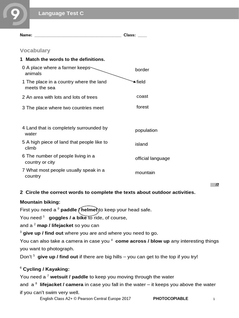 ECA2+ - Tests - Language Test 9C | PDF | English Language | Linguistics