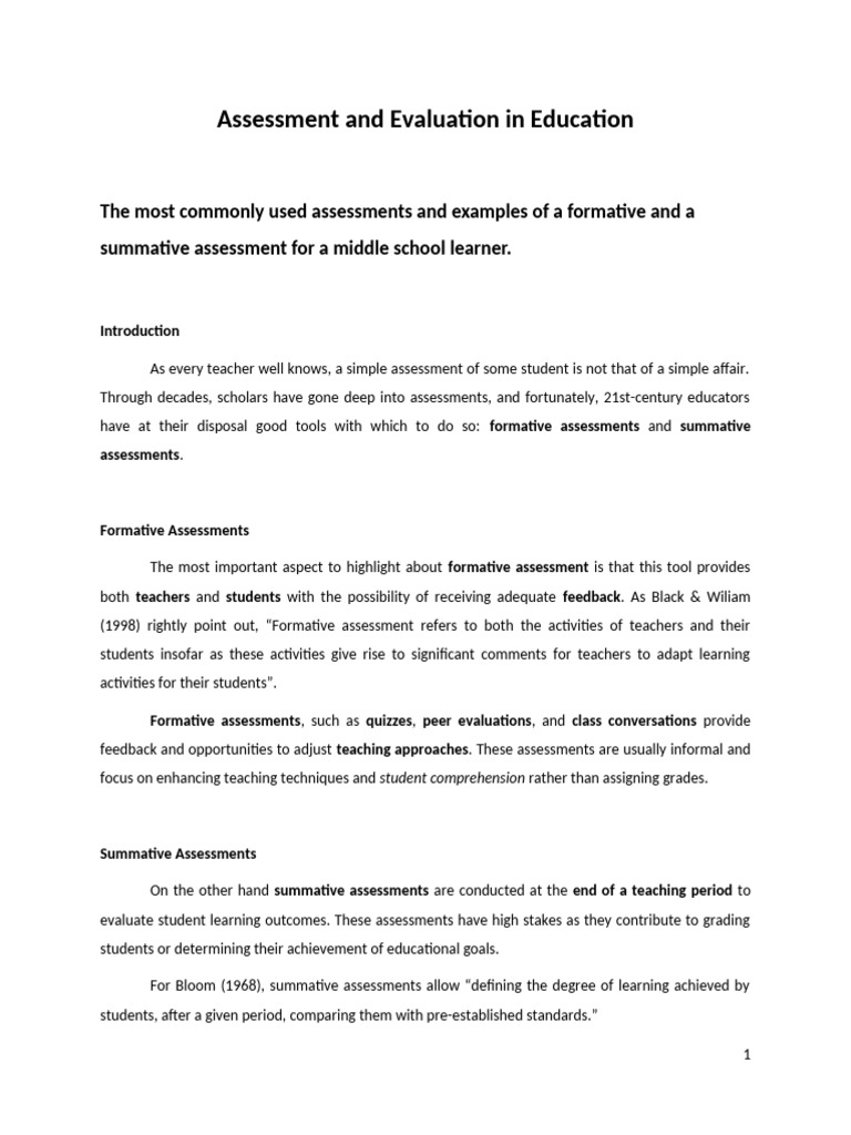 Assessment and Evaluation in Education | PDF | Educational Assessment ...