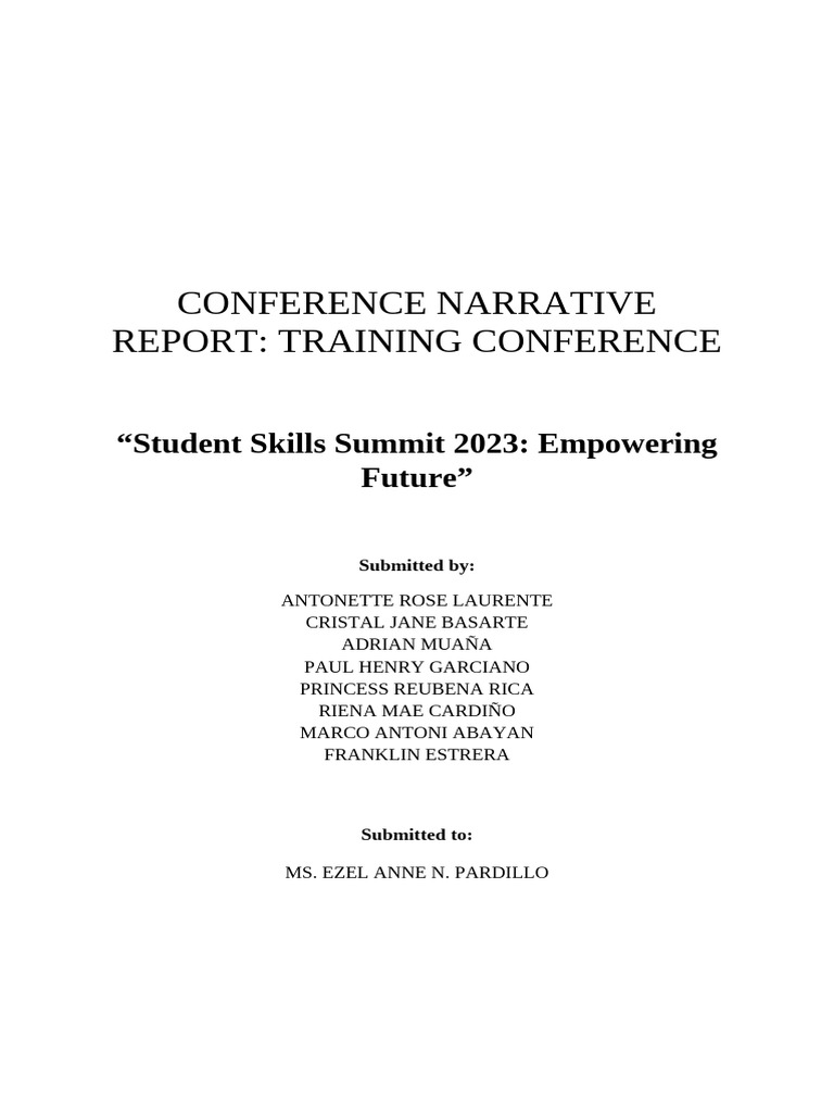 Conference Narrative Report Training Conference Group 1 | PDF | Business