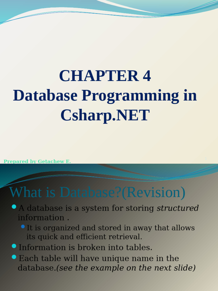 Chapter 4 Database Programming in | PDF | Sql | Databases