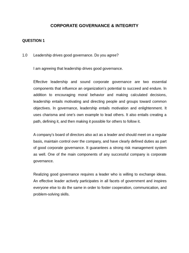 Corporate Governance and Leadership Insights | PDF | Governance ...