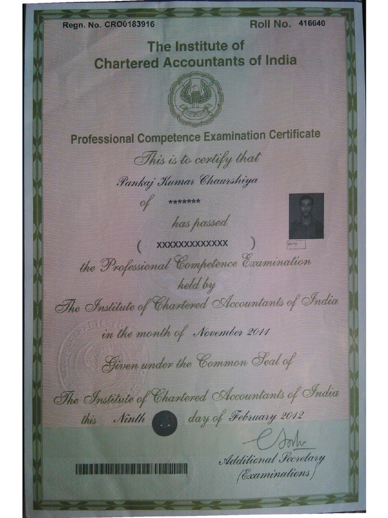 CA Inter Certificate | PDF