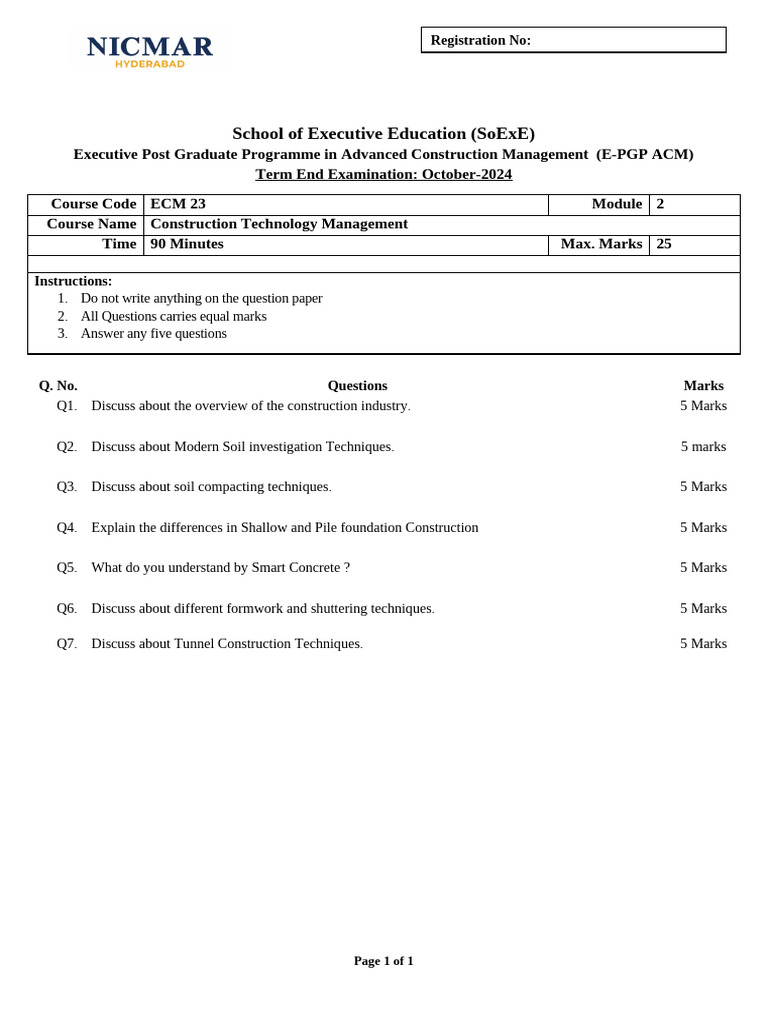 ECM 23 Construction Technology Management-1 | PDF | Technology ...