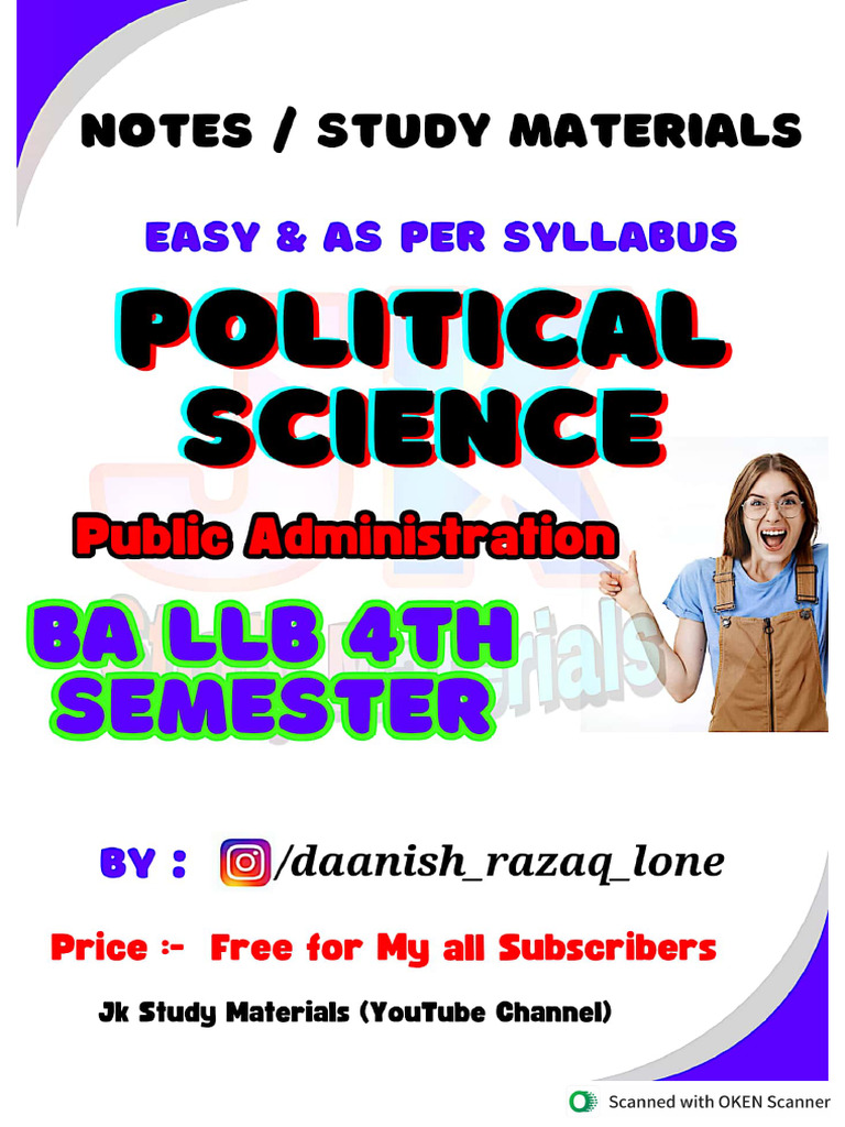 Public Administration (Political Science) BA LLB 4th Semester Notes by ...