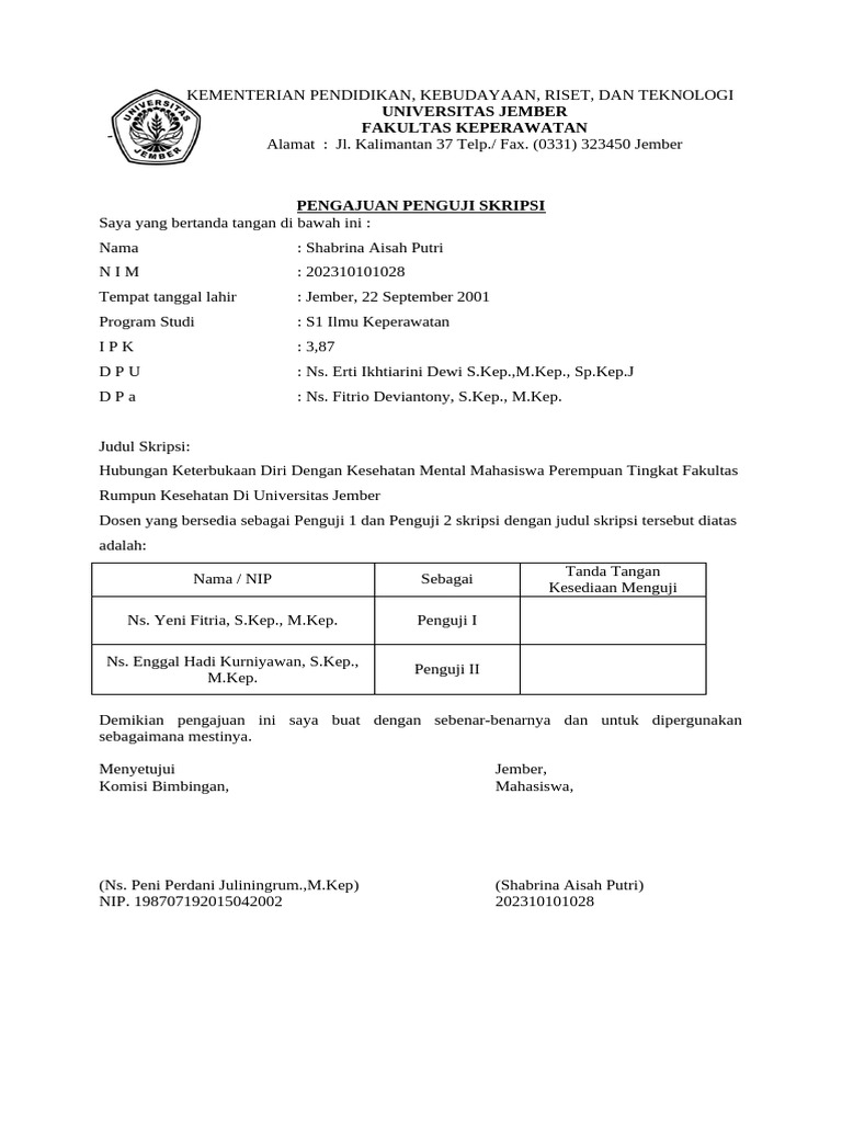 Pengajuan Penguji | PDF