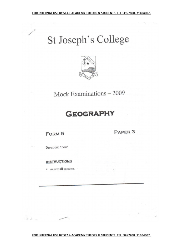 Bgcse Geography Test - ST Josephs - 2009 Pp3 | PDF