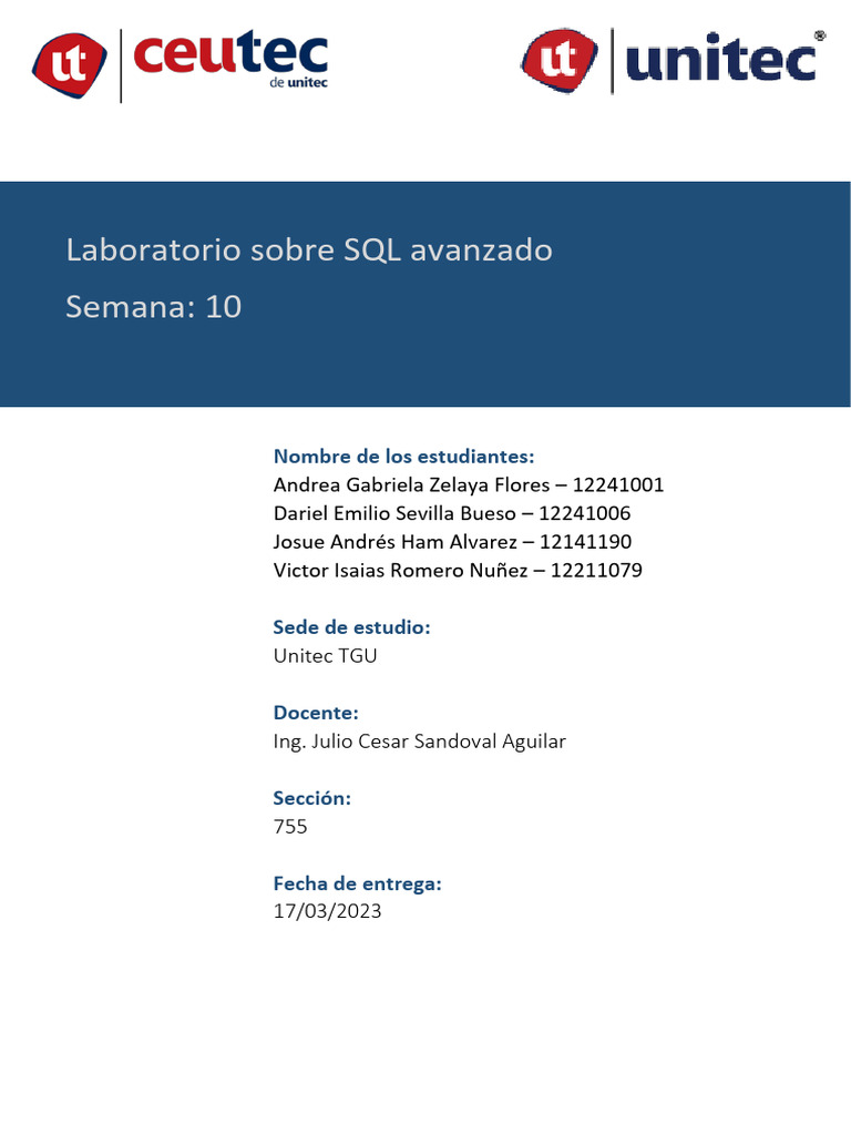 Laboratorio de SQL avanzado | PDF