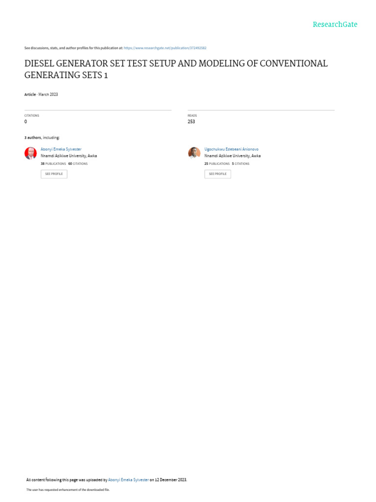 DIESELGENERATORSETTESTSETUPANDMODELINGOFCONVENTIONALGENERATINGSETS ...