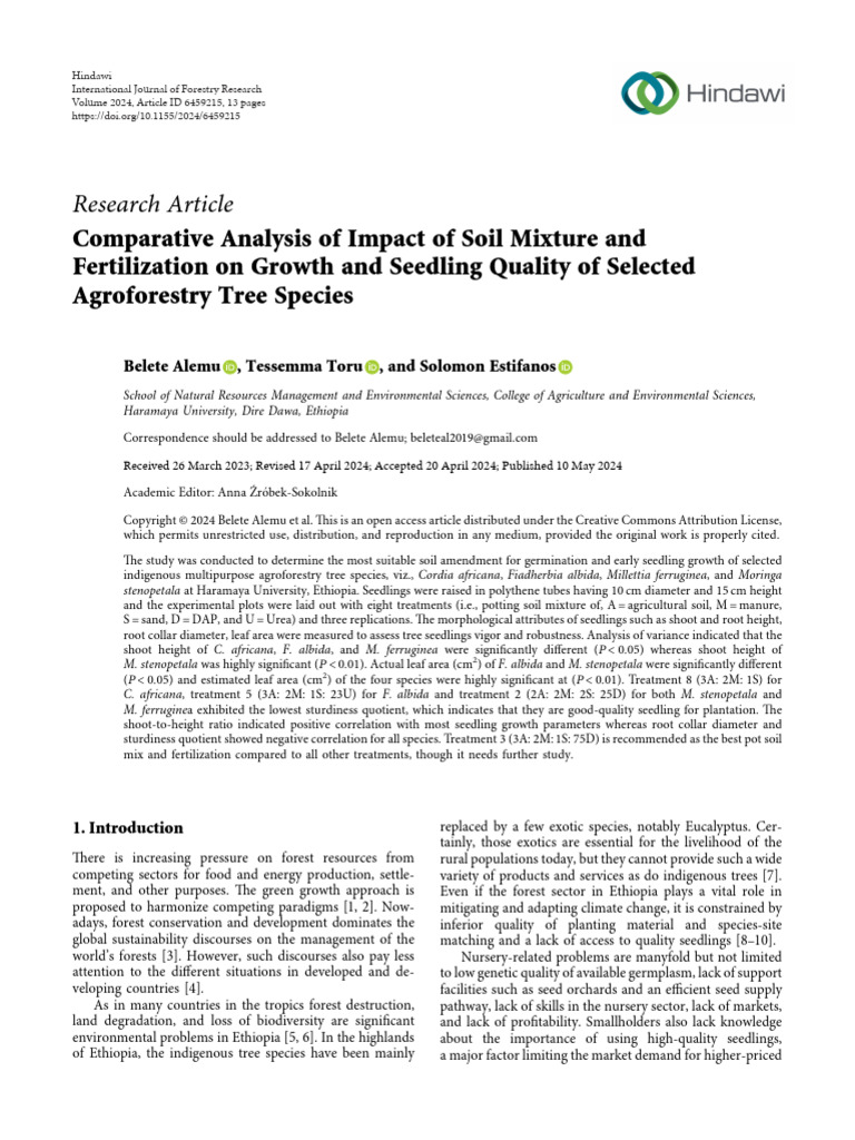 Belete Alemu, Tessema Toru and Solomon Estifanos, Comparative Analysis ...