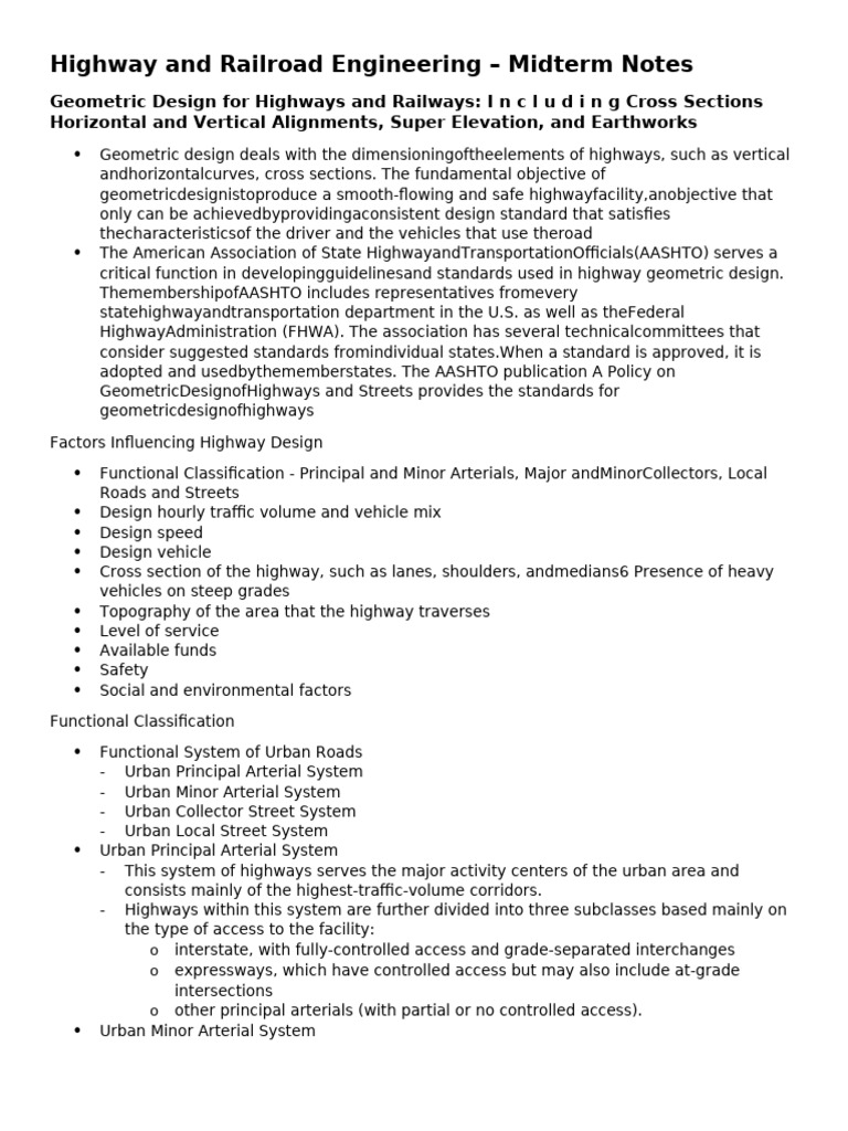 Highways-and-Railroads-Engineering-Midterm-Notes-Topic-1-Part-1 | PDF ... Highways-and-Railroads-Engineering-Midterm-Notes-Topic-1-Part-1 | PDF ...