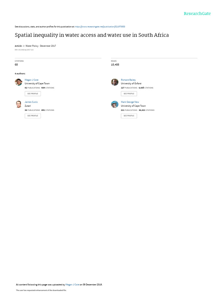 Colee Tal 2018 Water Policy | PDF | Gini Coefficient | Water Scarcity