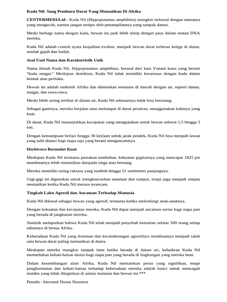 Kuda Nil | PDF | Dewasa Muda
