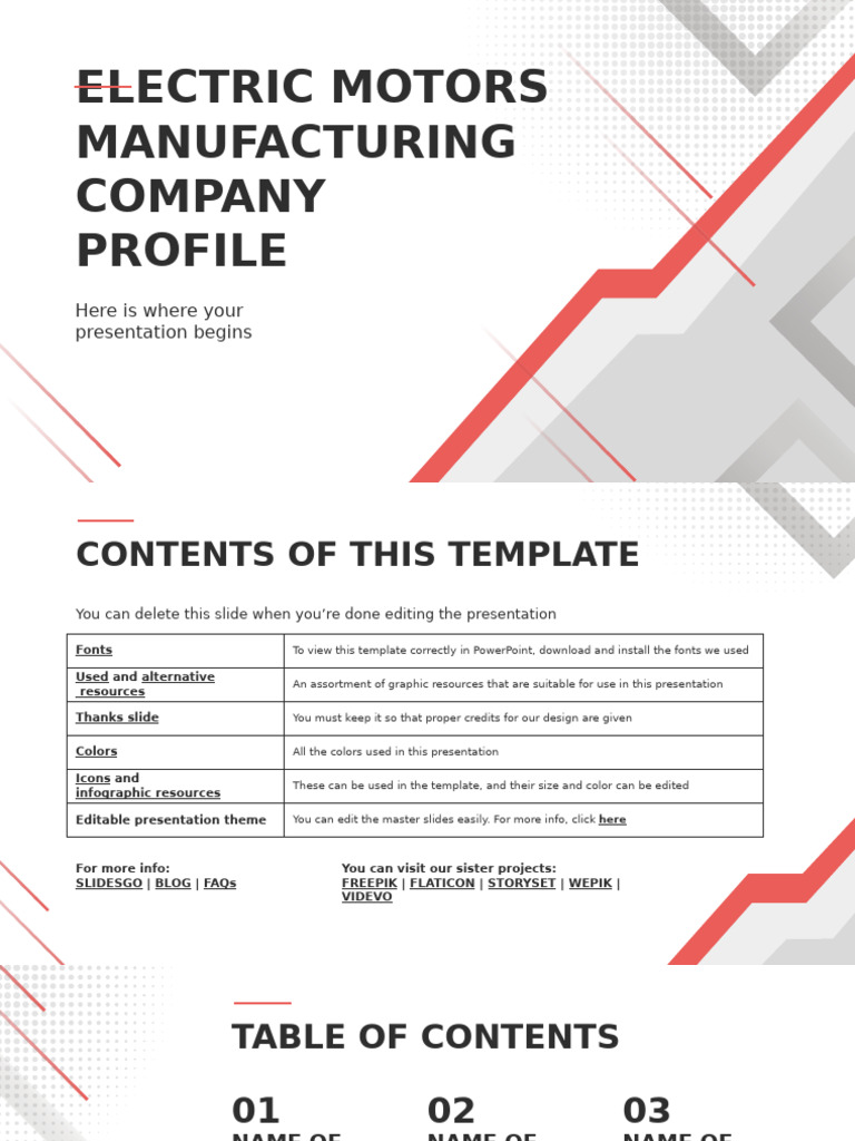 Electric Motors Company Profile Template | PDF | Planets | Solar System