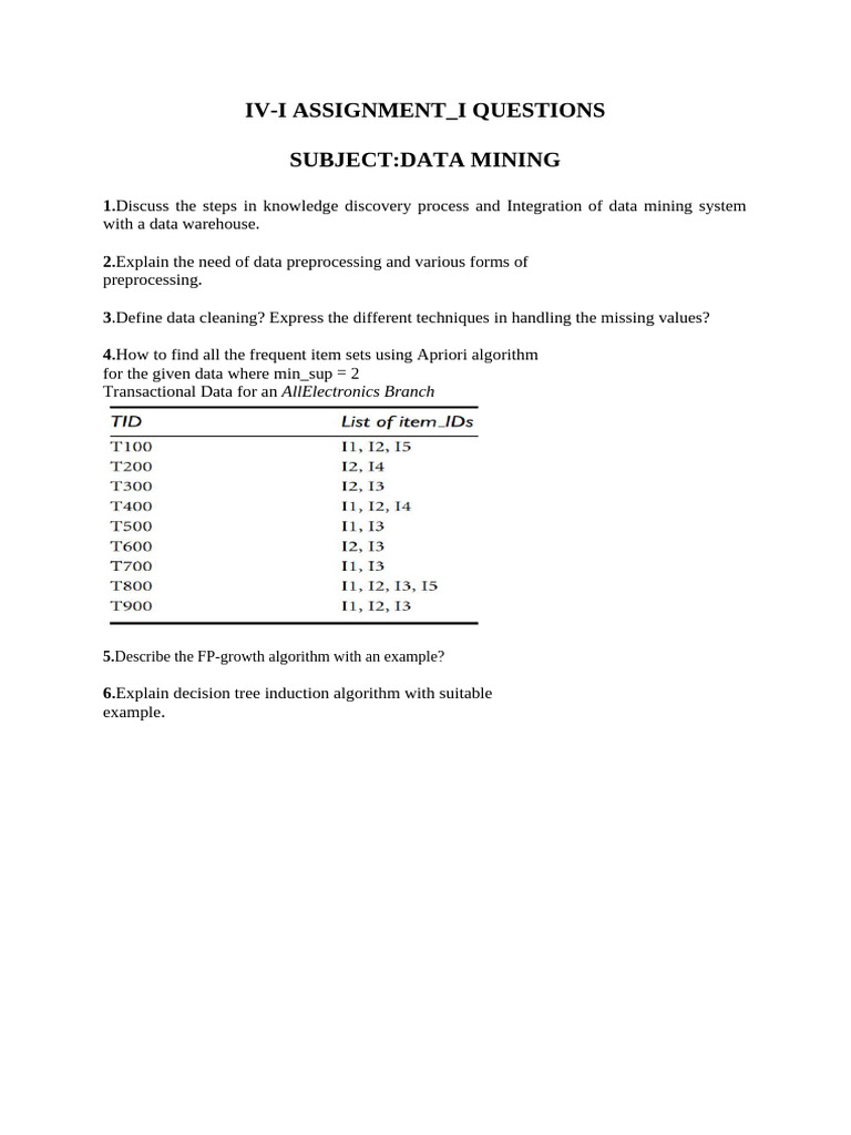 IV I DM Assignment I | PDF | Computers