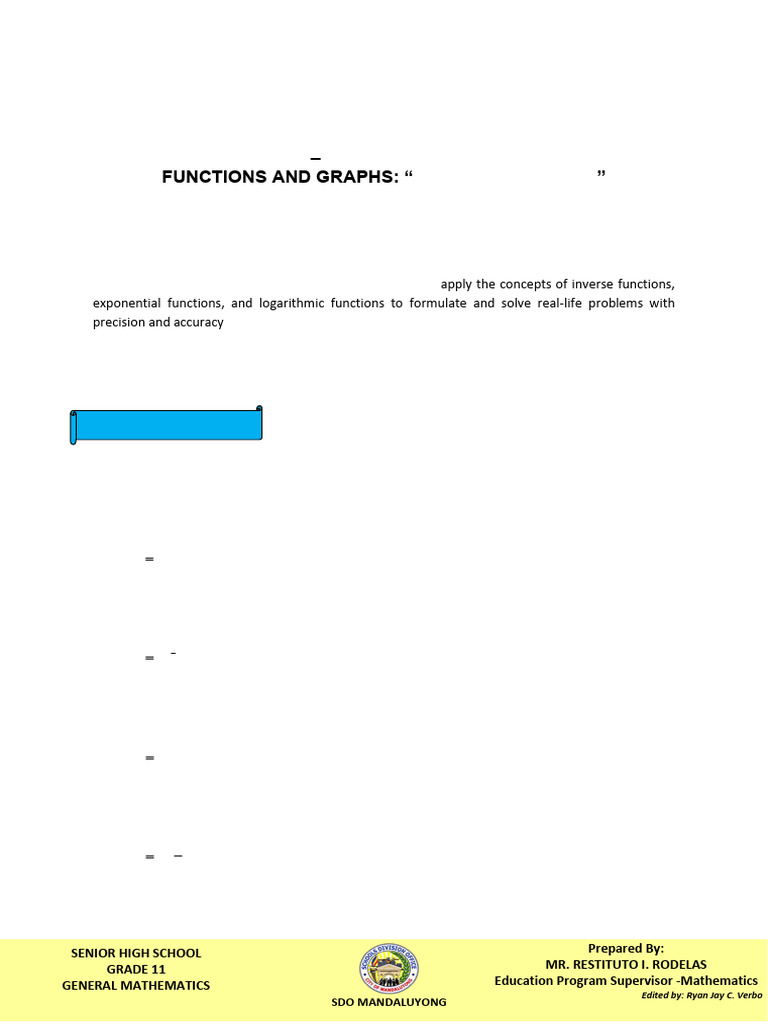 Activity Sheet 11 Gr 11 Exponential Function Pdf Function