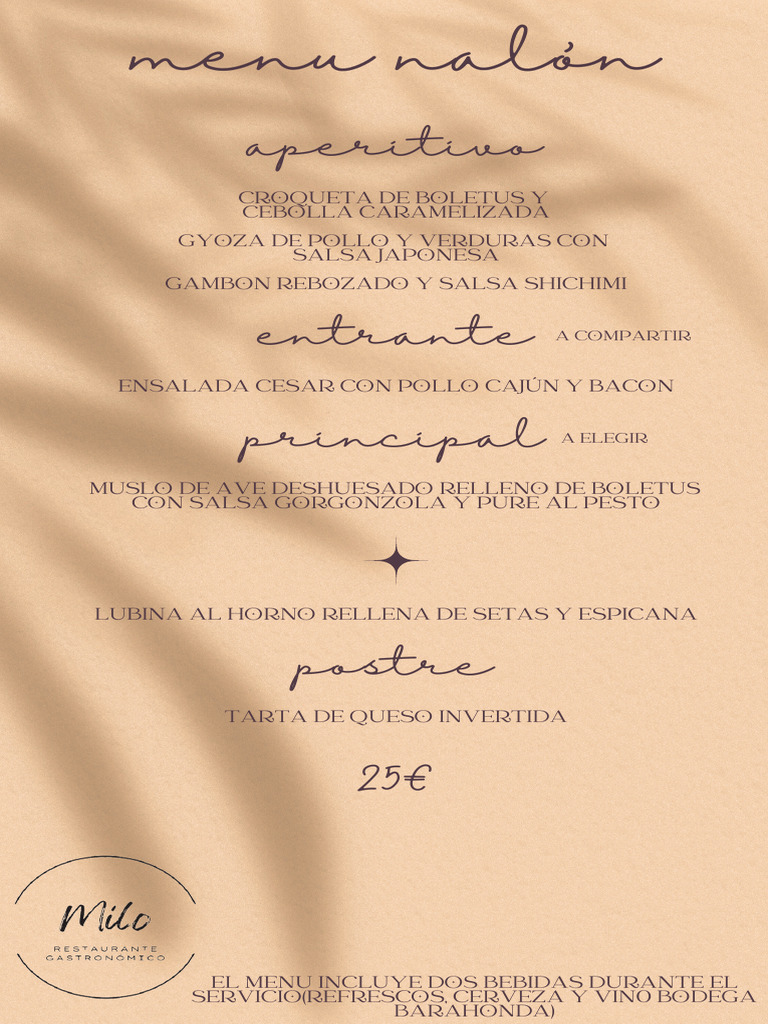 Menus Milo | PDF | ensalada | Postres