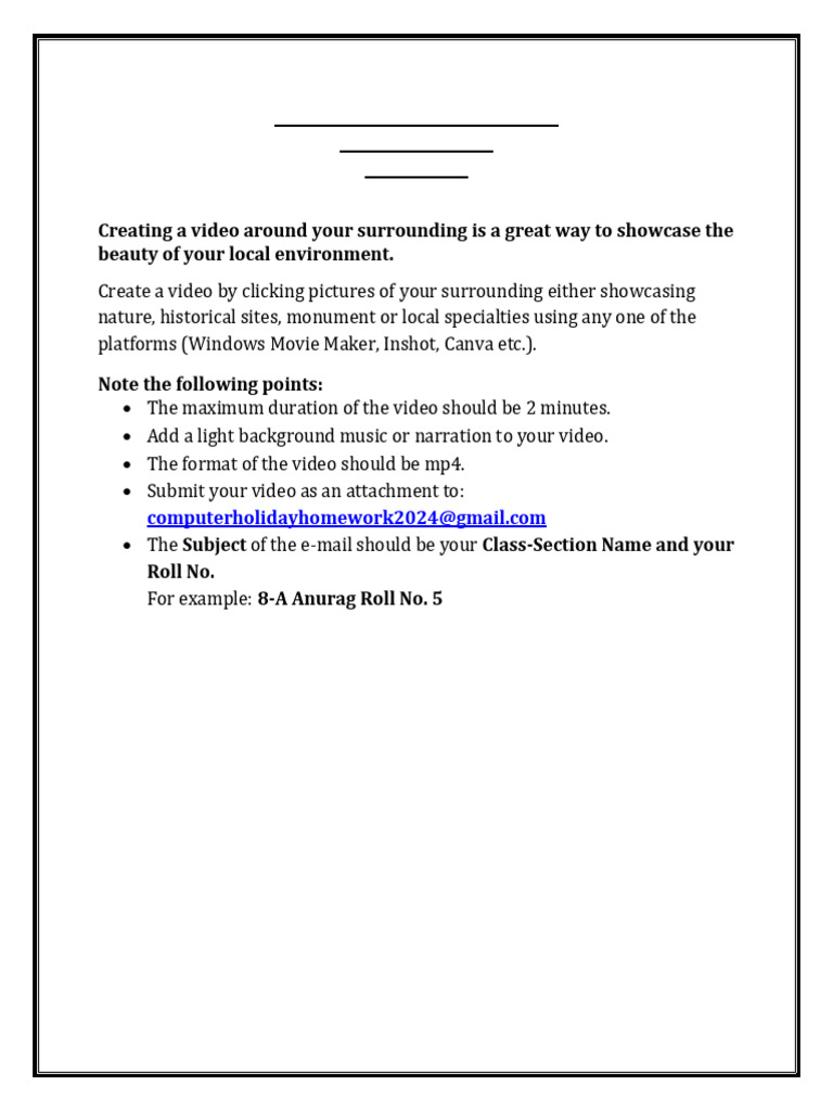 Computer Holiday Homework Class 8 | PDF