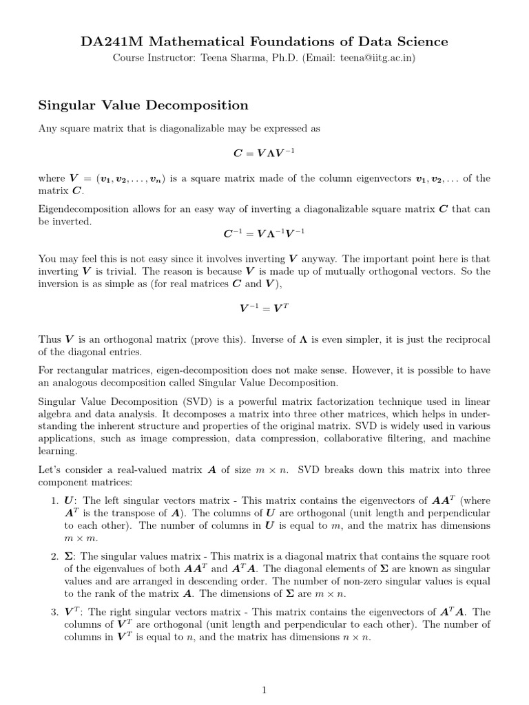 DA241M Review of Linear Algebra Part 3 | PDF | Matrix (Mathematics) | Eigenvalues And Eigenvectors