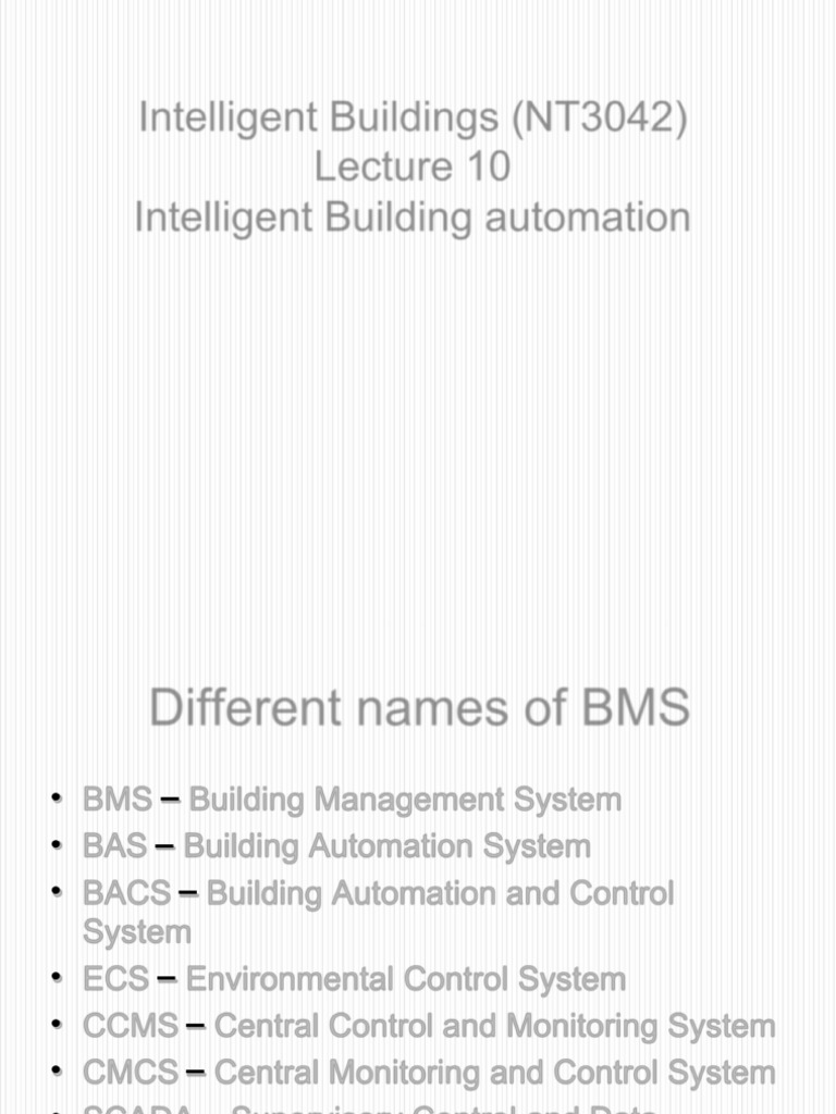 Intelligent Buildings (NT3042) L10 BMS&Control v3 | PDF | Analog To ...