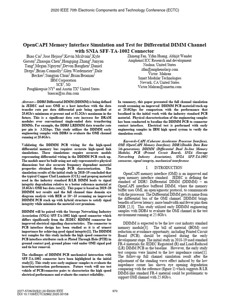 OpenCAPI Memory Interface Simulation and Test For Differential DIMM ...