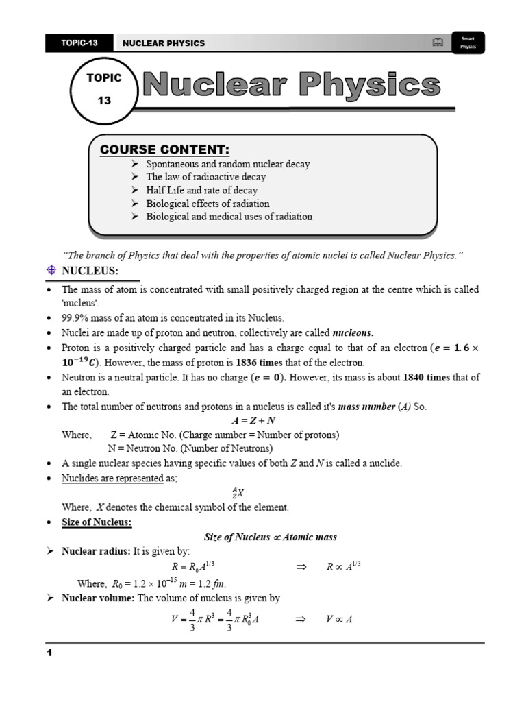 Unit 13-Nuclear Physics | PDF | Atomic Nucleus | Radioactive Decay