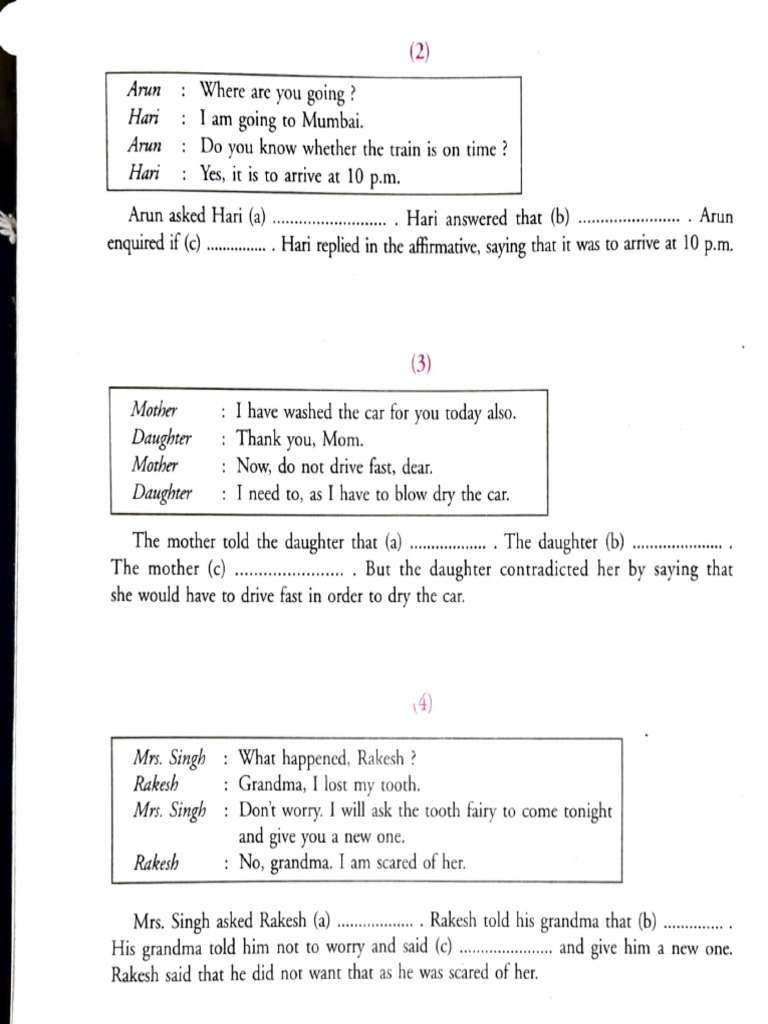 Reported Speech Worksheet Pdf