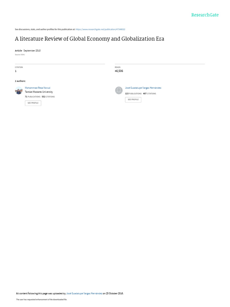 A Literature Review of Global Economy and Globaliz | PDF | Innovation ...