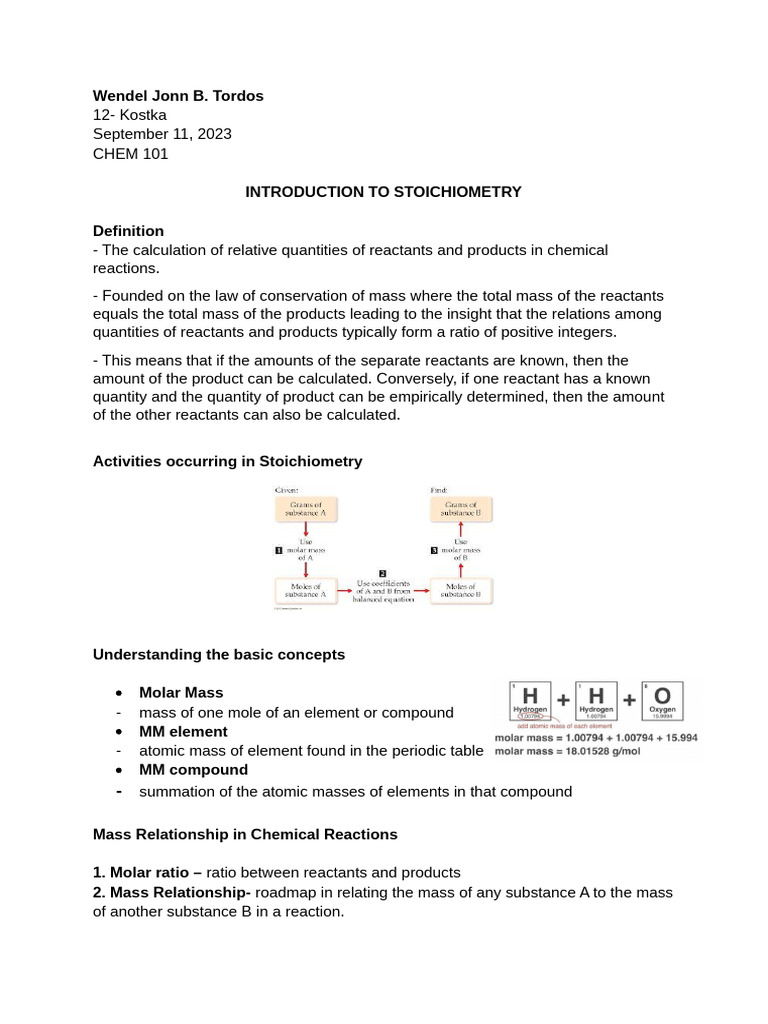 Introduction to Stoichiometry Basics | PDF
