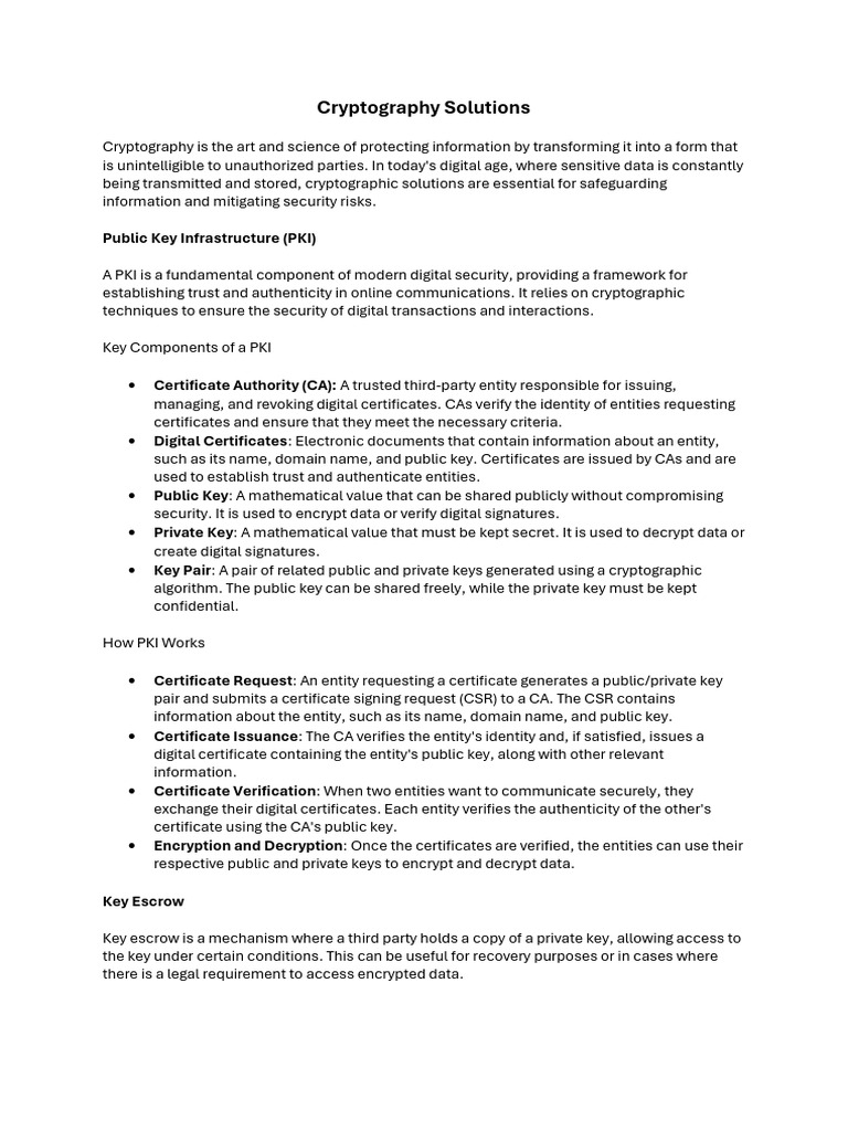 Cryptography Solutions | PDF | Public Key Cryptography | Public Key Certificate