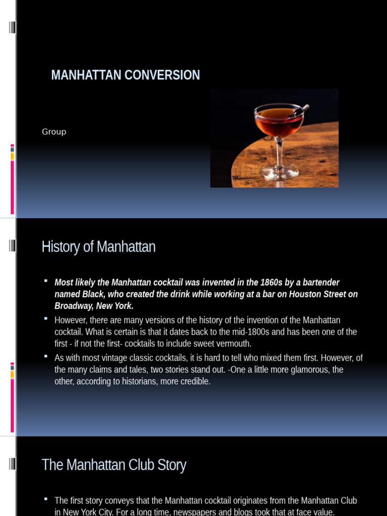 History and Variations of the Manhattan | PDF | Mixed Drinks | Cocktails