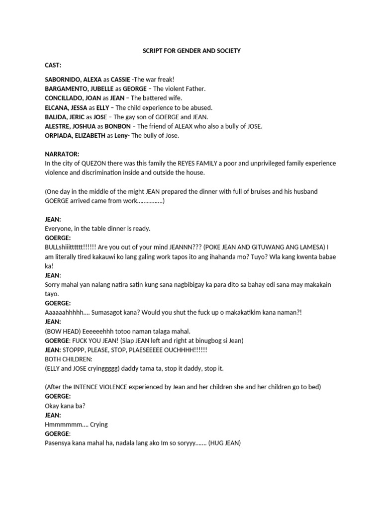 Script For Gender and Society | PDF | Foreign Language Studies | Art