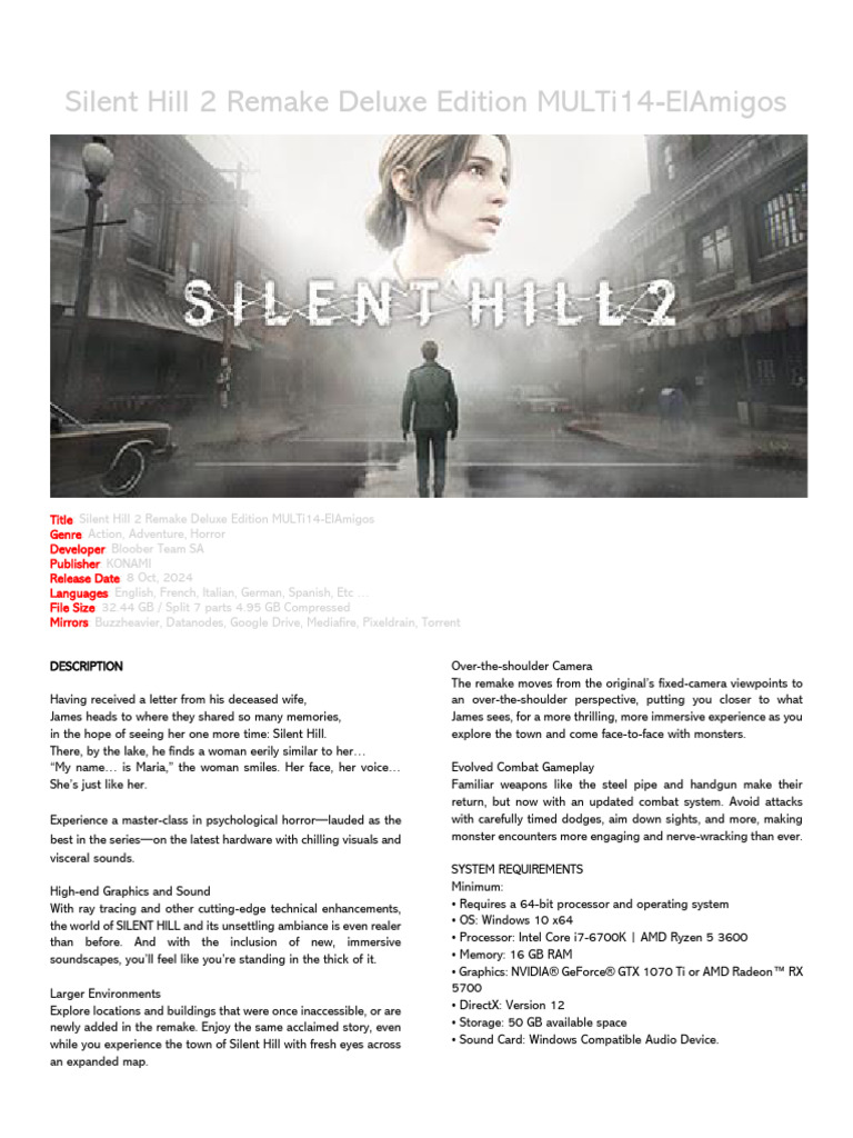 Silent Hill 2 Remake Deluxe Edition MULTi14-ElAmigos | PDF | Computer Architecture | Computer ...