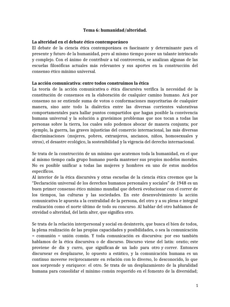 Ética y Alteridad en la Humanidad | PDF | Immanuel Kant | Razón