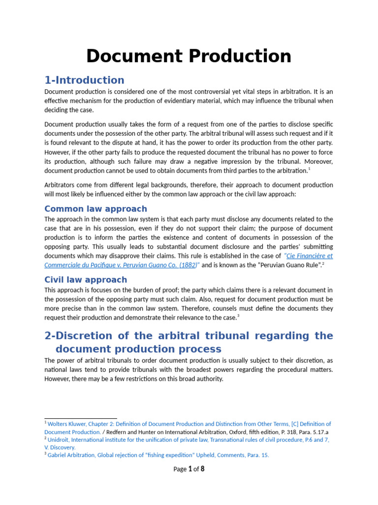 Document Production (Final) | PDF | Arbitral Tribunal | Arbitration