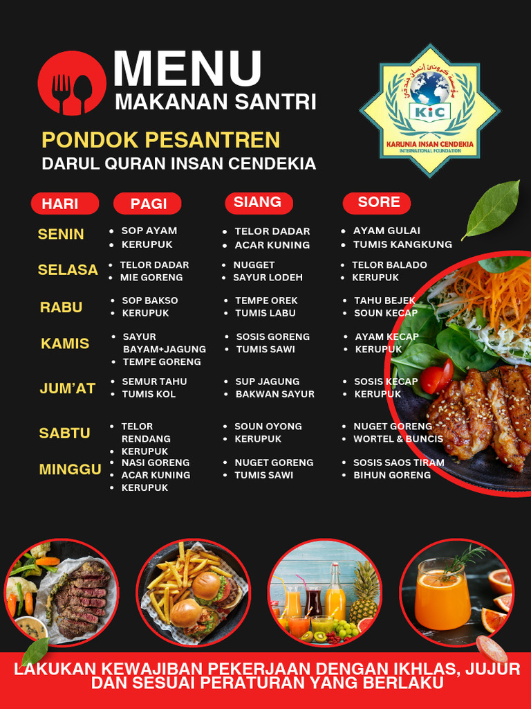 Hitam Merah Daftar Menu Makanan | PDF