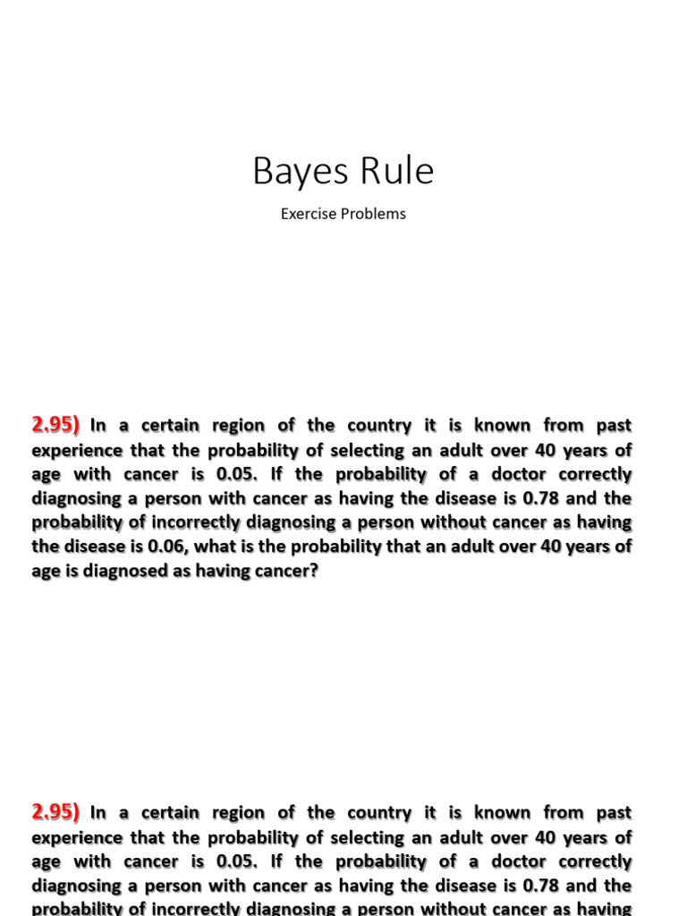 Bayes Rule Probability Exercises | PDF