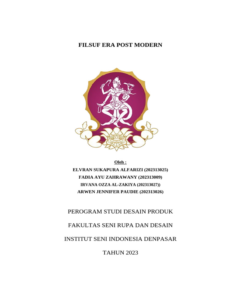 Laporan FILSUF ERA POST MODERN NEW | PDF | Filsafat | Sejarah