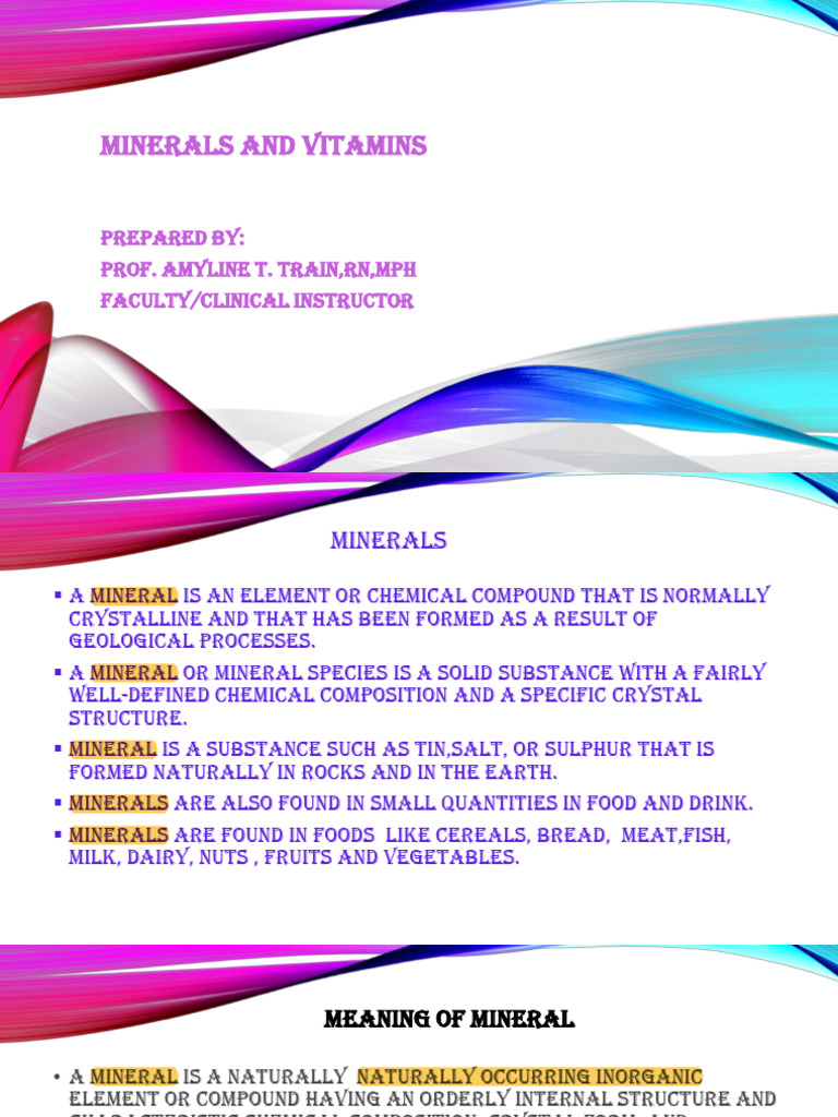 Minerals and vitamins | PDF | Minerals | Foods