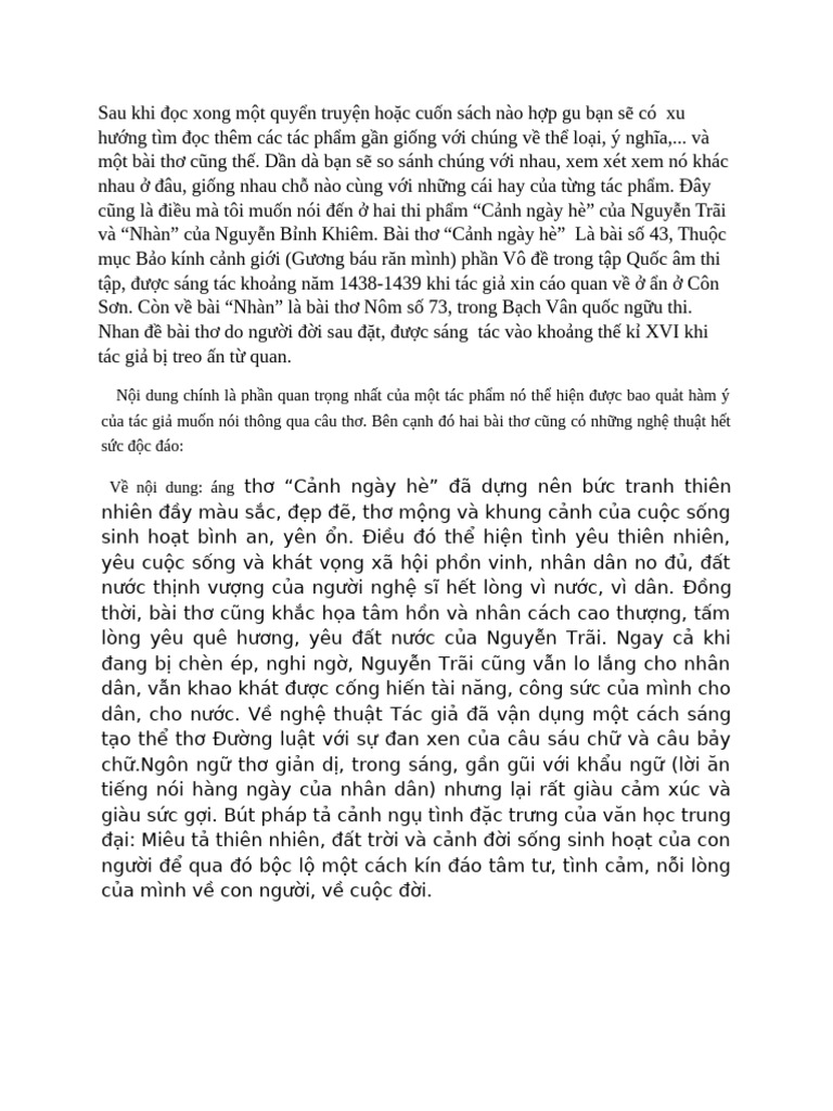 SO SÁNH 2 TÁC PHẨM THƠ | PDF