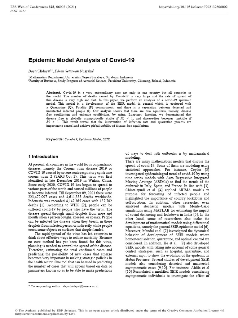 Covid-19 Epidemic Model Analysis | PDF | Stability Theory | Epidemiology