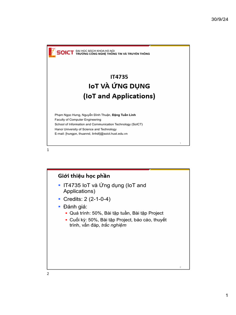IT4735 IoT Application v2024 Linhdt | PDF