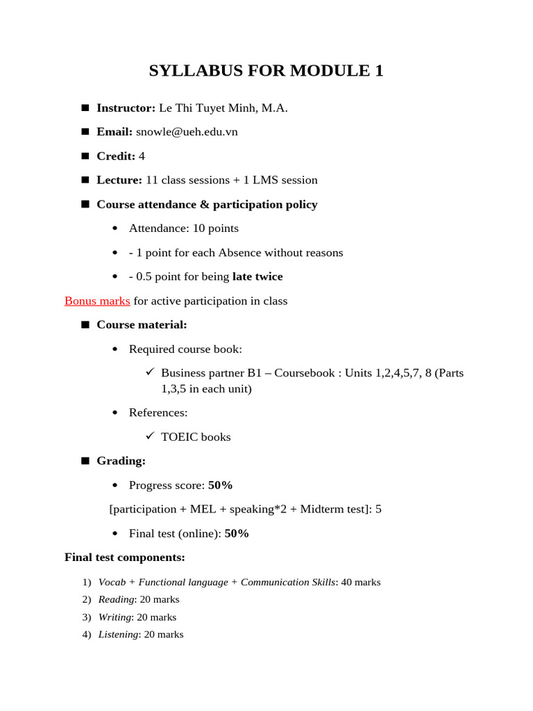 Syllabus Module 1 | PDF