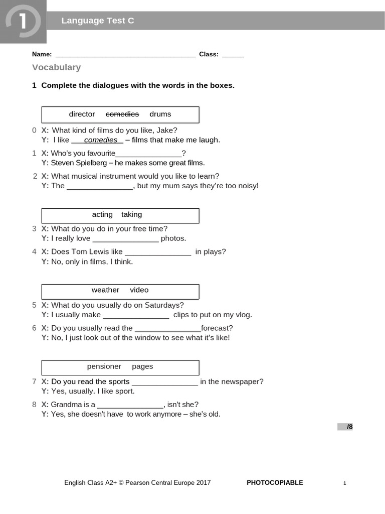 ECA2+ - Tests - Language Test 1C | PDF | Foreign Language Studies | Art