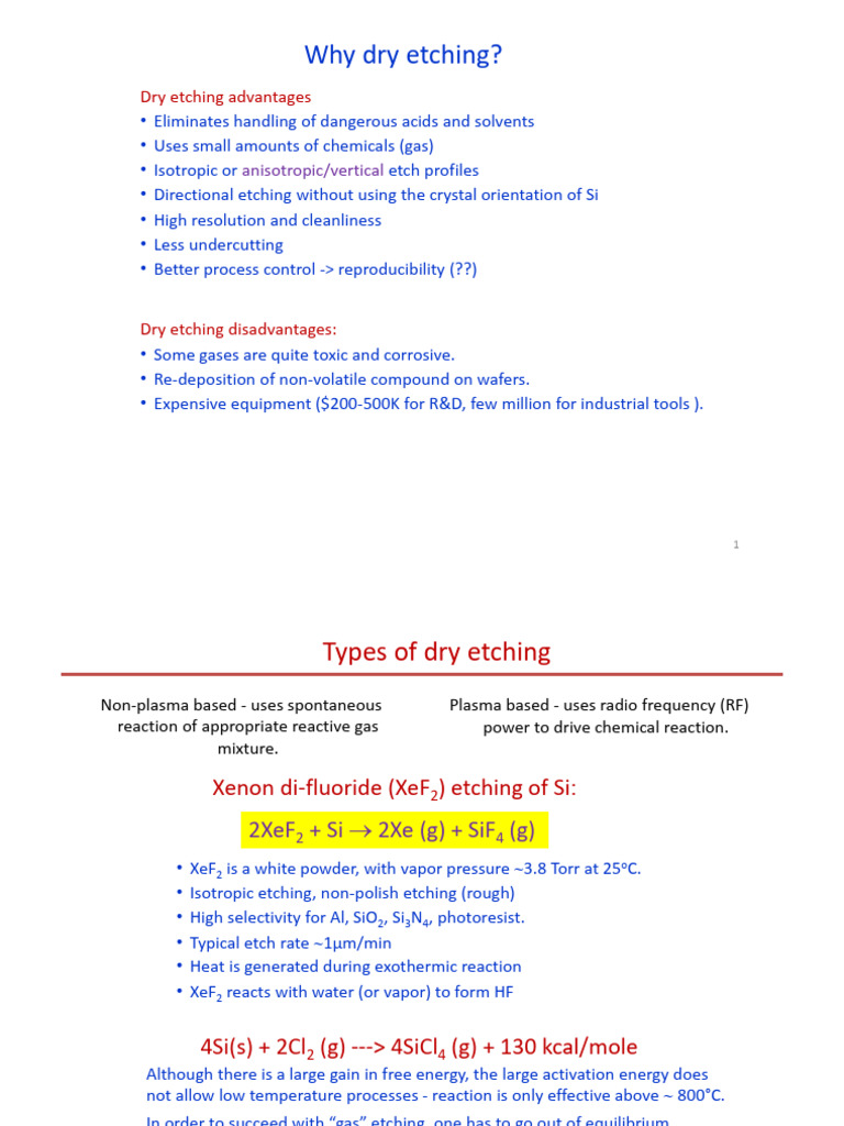 dry etching | PDF | Sputtering | Physical Chemistry