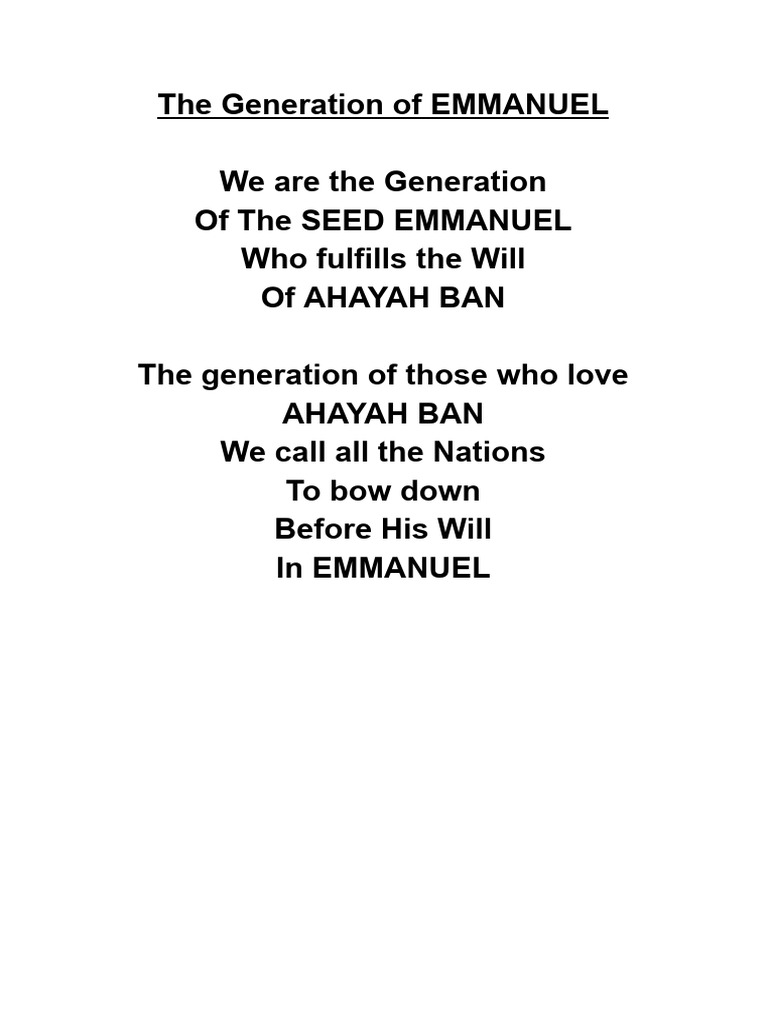 The Generation of EMMANUEL - 1 | PDF | Classics