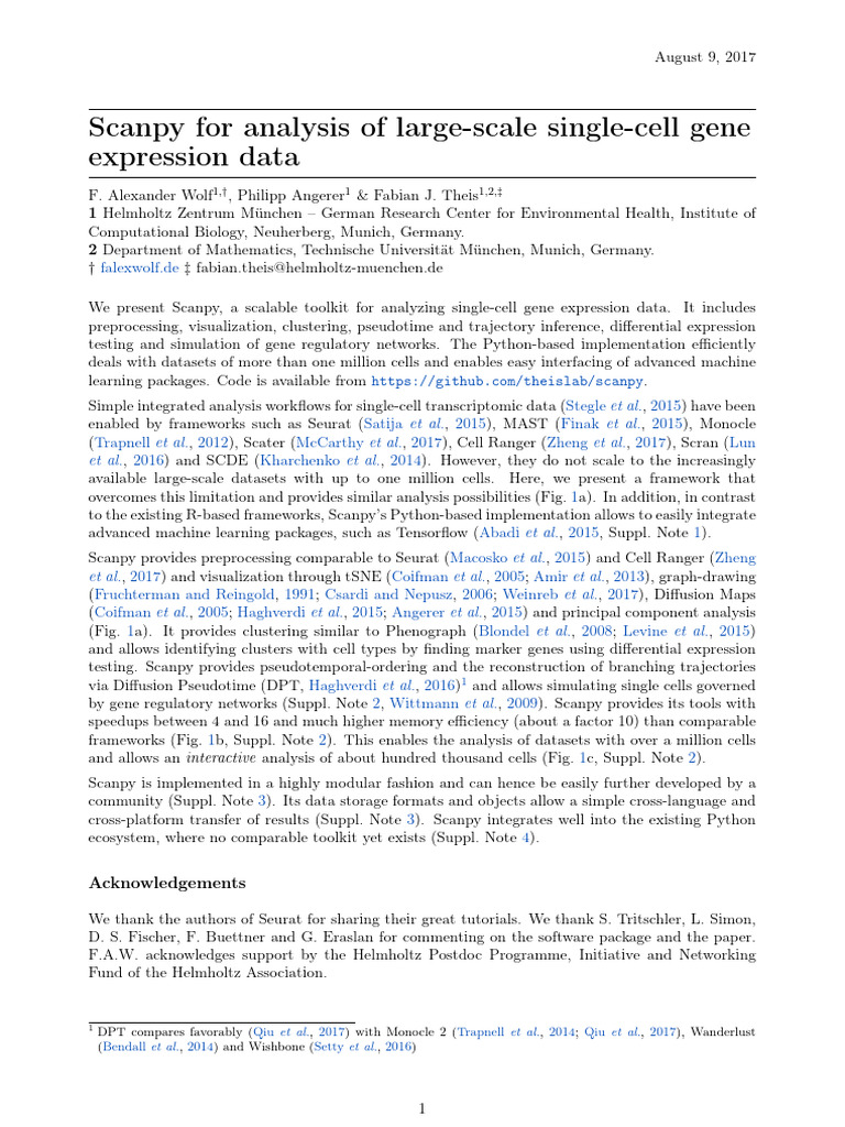 Scanpy For Analysis of Large-Scale Single-Cell Gene Expression Data ...