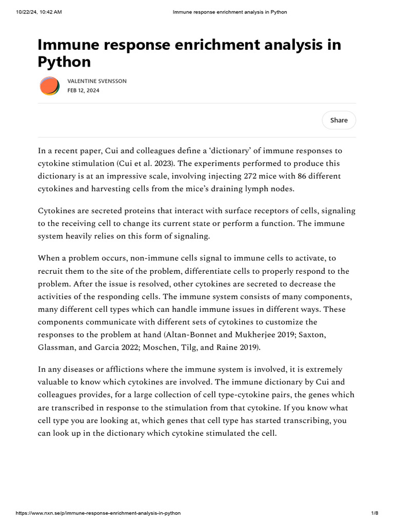 Immune Response Enrichment Analysis in Python | PDF | Immune System | Cytokine