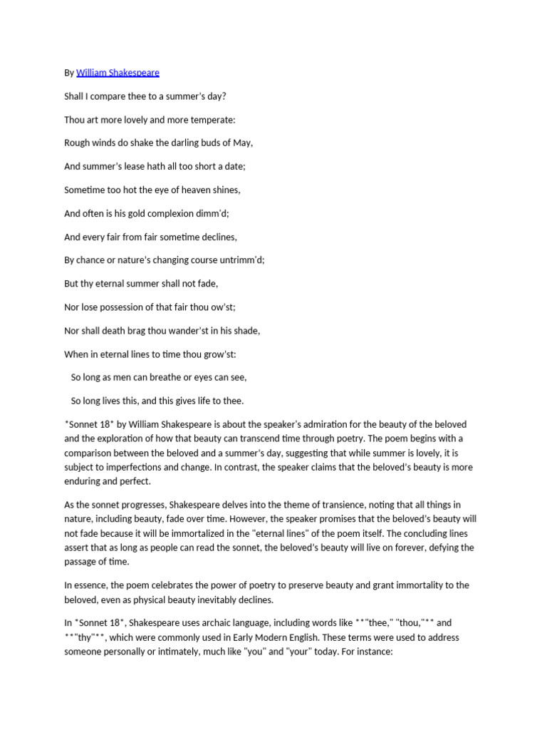 Sonnet 18 Analysis Group 3 | PDF | Thou | Poetry