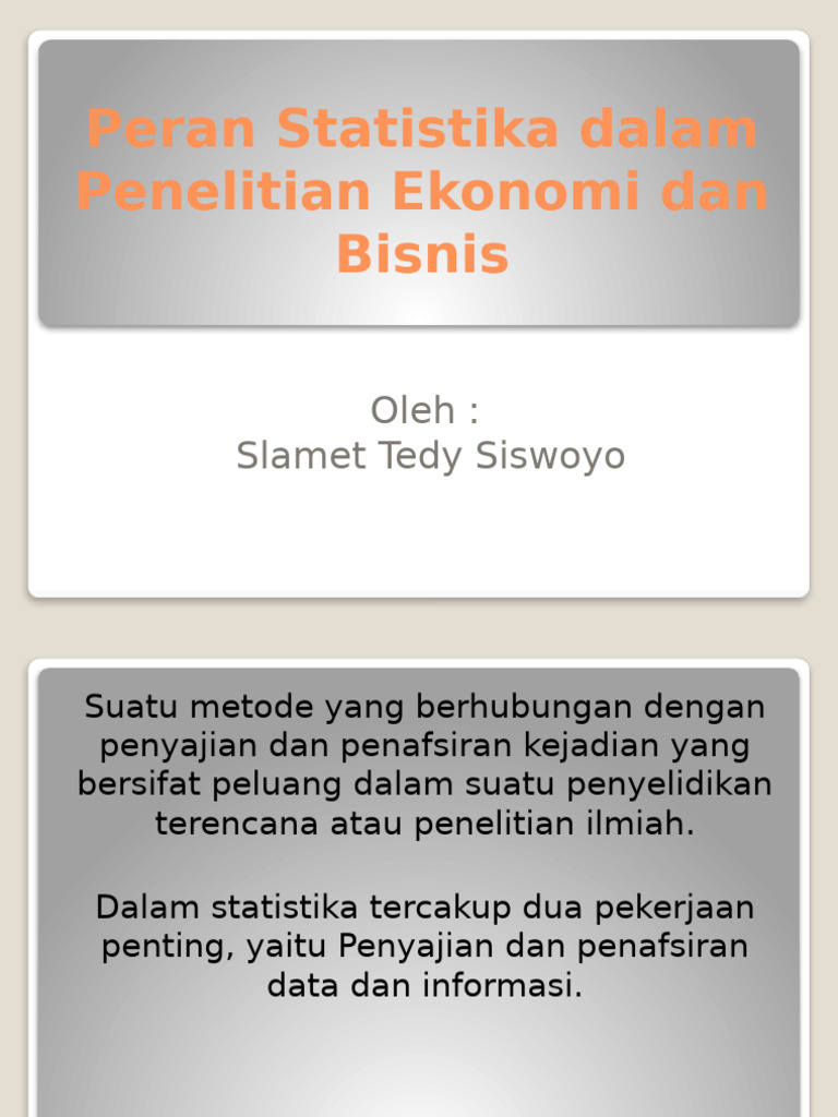 Peran Statistika Dalam Penelitian Ekonomi Dan Bisnis | PDF
