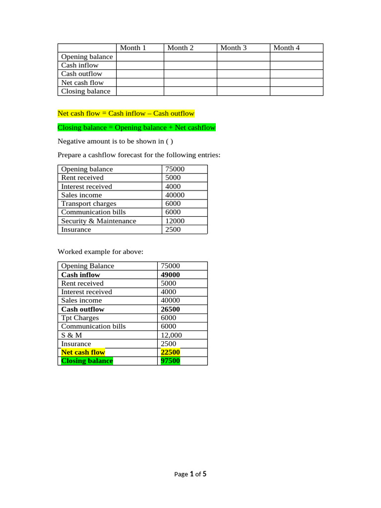 Cashflow_Template_Practice | PDF